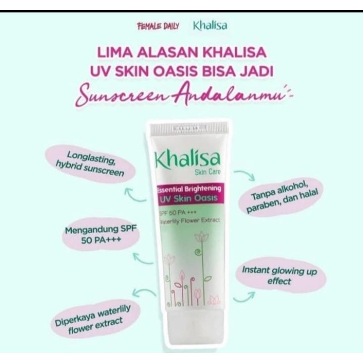 Jual Khalisa Essential Brightening Uv Skin Oasis 40 gr | Shopee Indonesia