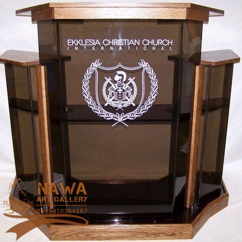 Jual PODIUM MIMBAR GEREJA MINIMALIS KACA ACRYLIC KOMBI KAYU JATI ...