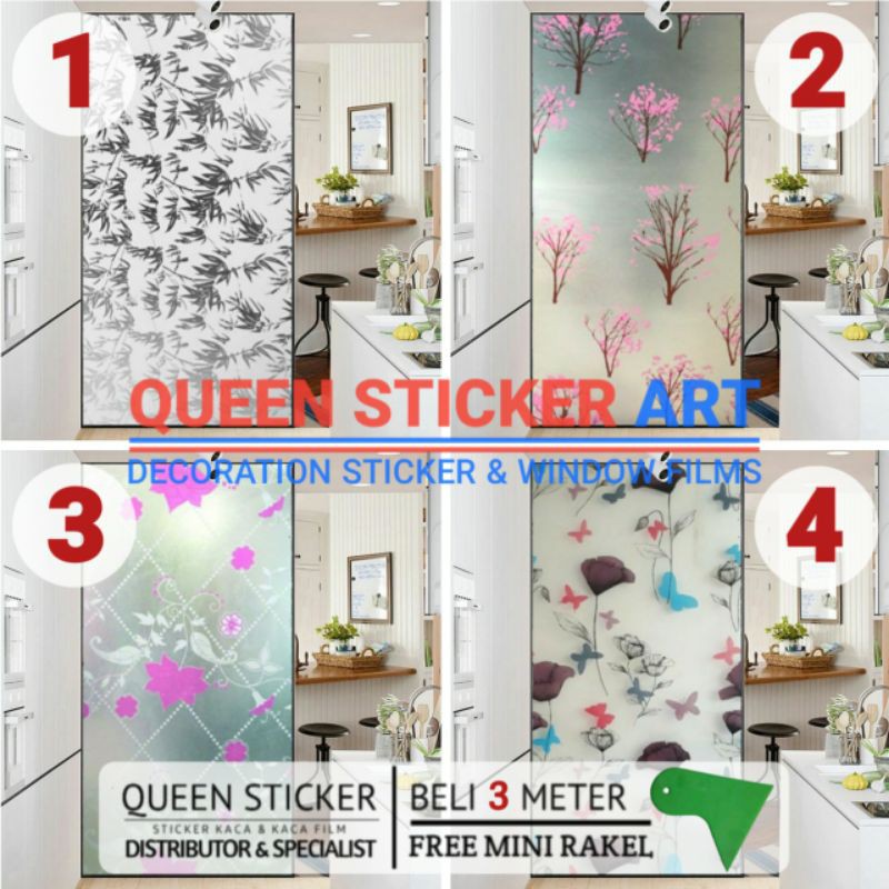 Jual STICKER / STIKER KACA MOTIF BUNGA DAUN BAMBU L 90CM | Shopee Indonesia