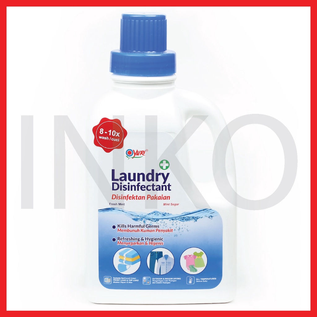 Jual YURI LAUNDRY DISINFECTANT PAKAIAN FRESH MINT BOTOL 1L | Shopee ...