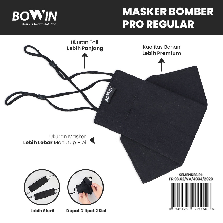 Jual BOWIN Masker Bomber -2x Anti Bakteri & Percikan (Masker Kain 4 ...