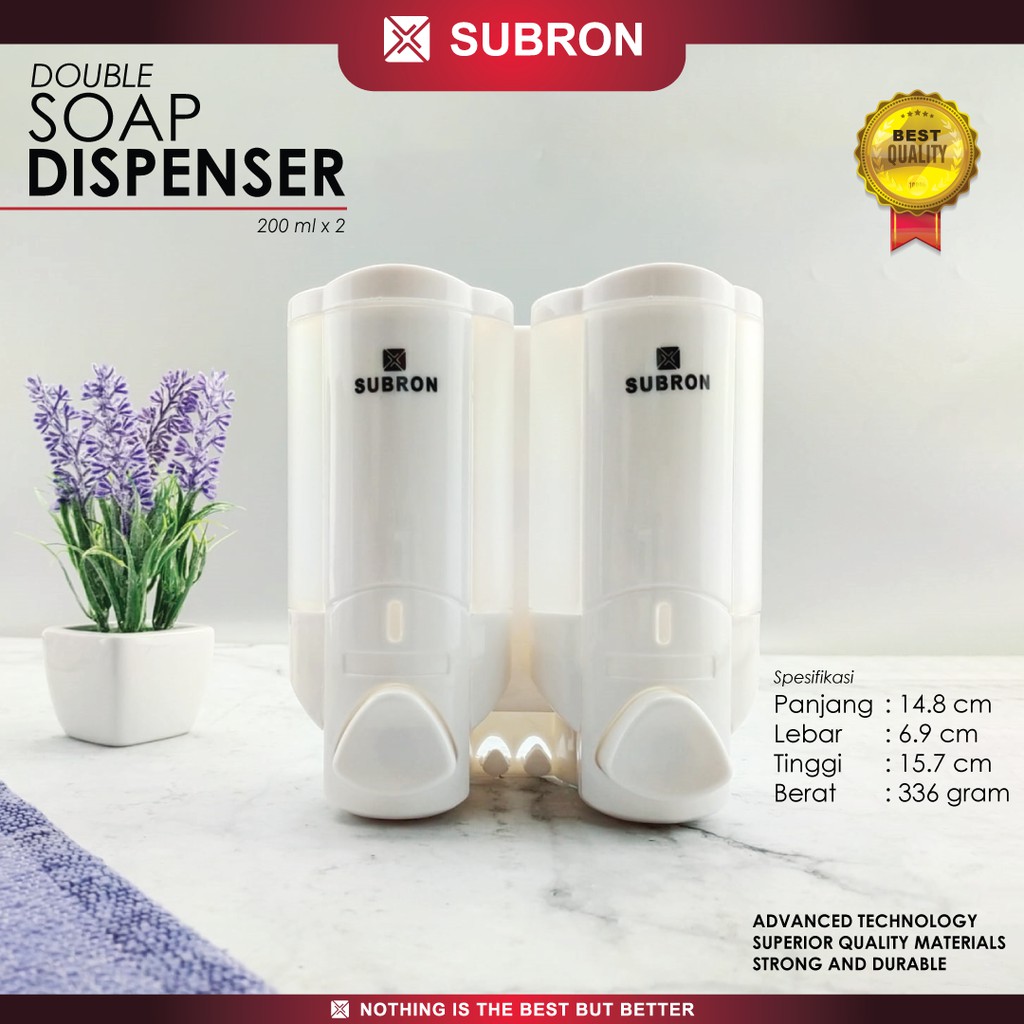 Jual SUBRON Soap Dispenser Single Tempat Sabun Cair Plastik 200mlx2 / 400ml Plastik Tebal ...
