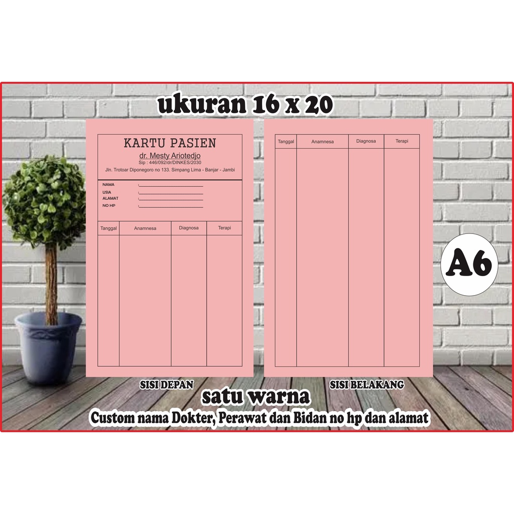 Jual Cetak Blangko Blanko Kartu Pasien / BIDAN / DOKTER / PERAWAT Bahan BC Tebal | Shopee Indonesia