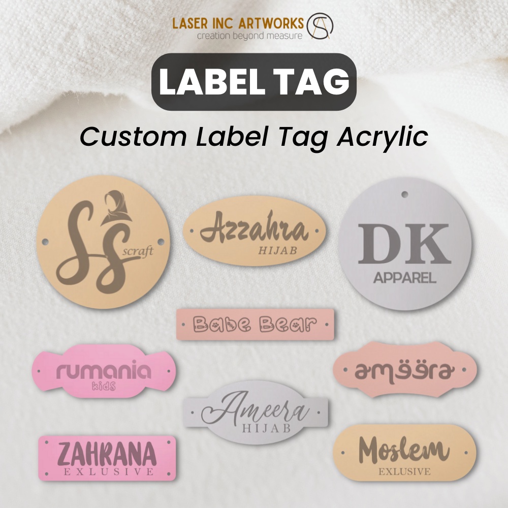 Jual Label Produk Akrilik Mirror Laser Cut Grafir / Label Jilbab ...