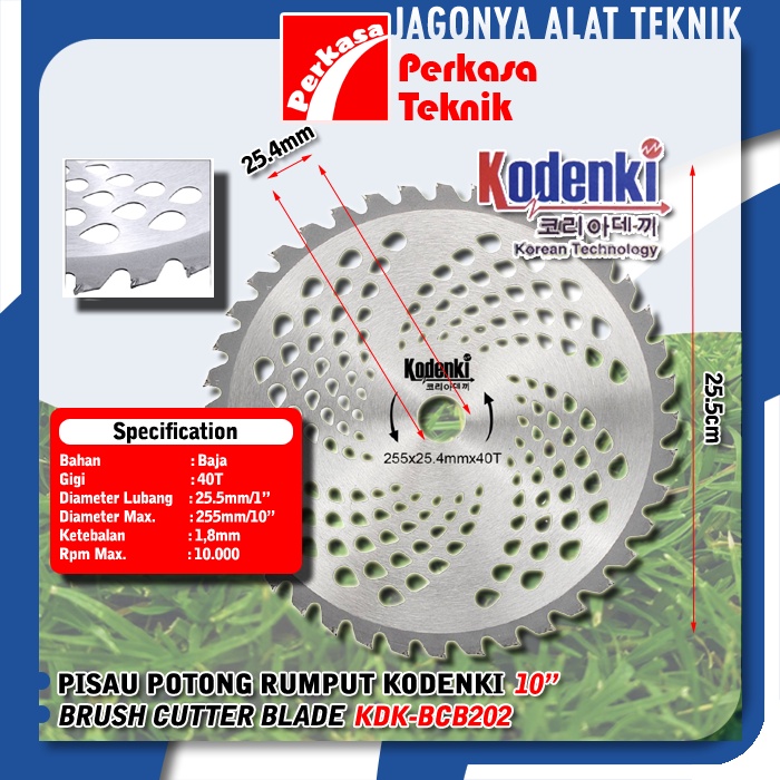 Jual Mata Pisau Mesin Potong Rumput Bulat KODENKI 255mmx25,4mm 10"x40T | Shopee Indonesia