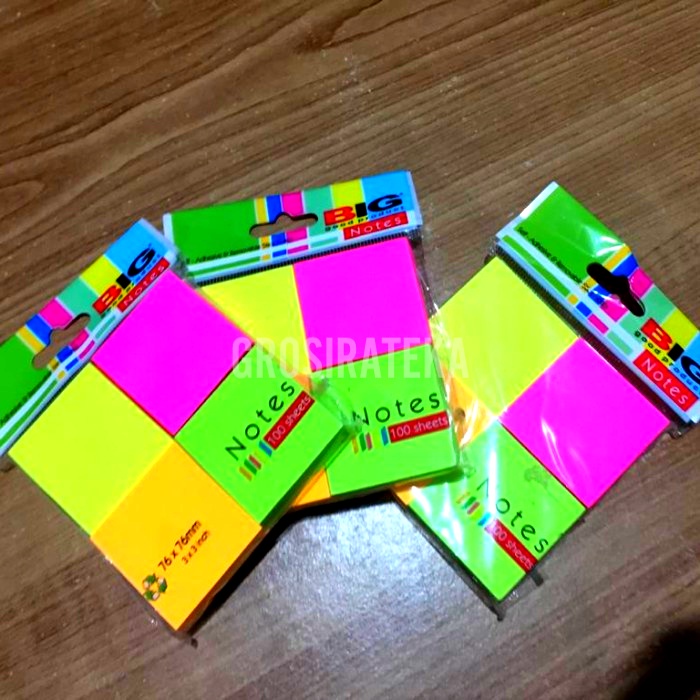 Jual PEMBATAS BUKU, STICKY NOTES, KERTAS MEMO, POS IT 76X76 4 WARNA BIG ...