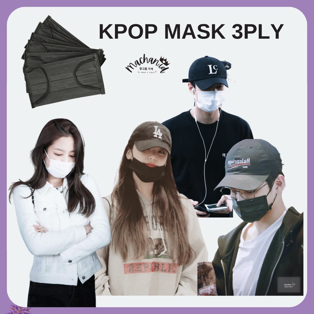 Jual MASKER 3 PLY EARLOOP/ BLACK & WHITE KPOP MASK/ ISI 20 PCS | Shopee ...