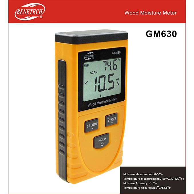 Jual Induction Wood Moisture Meter Tanpa Tusuk Benetech GM630 Induksi ...