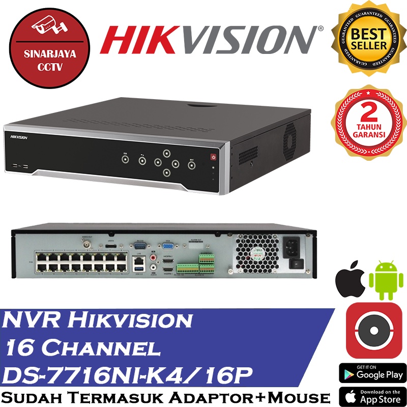 Jual NVR CCTV Hikvision 16 Channel DS-7716NI-K4/16P(POE) Garansi Resmi ...