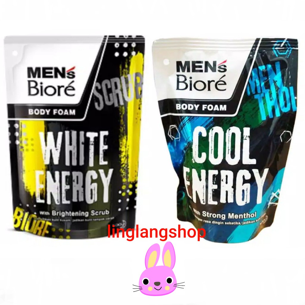 Jual mens Biore 250mL body foam white energy pria sabun mandi cair ...