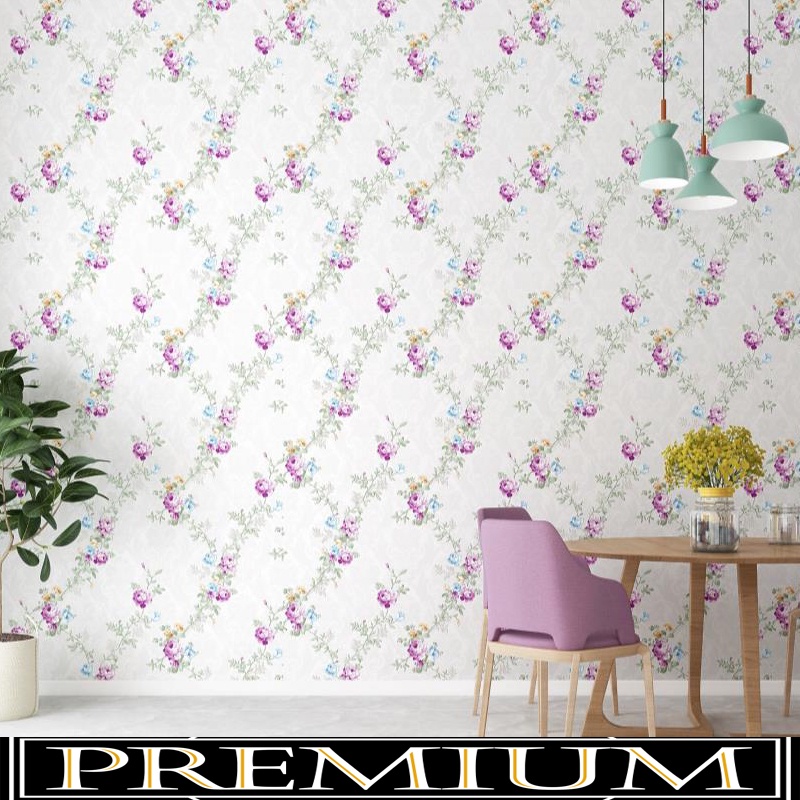 Jual wallpaper dinding motif bunga ukuran 50cm x 10 m ( BUKAN STIKER ...