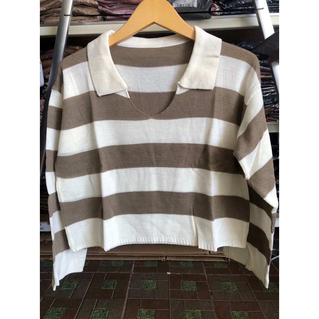 Jual TERBARU BAJU RAJUT CROPTOP BLASTER GARIS SALUR PREMIUM FUJI ...