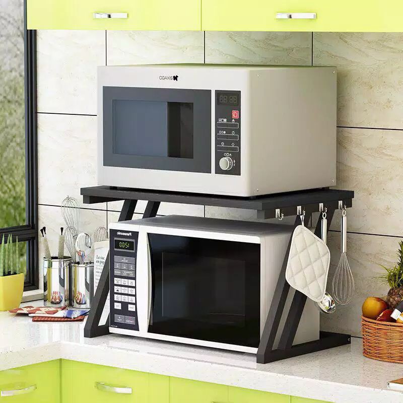 Jual Rak Microwave Simple Besi Baja Papan Kayu Solid | Shopee Indonesia