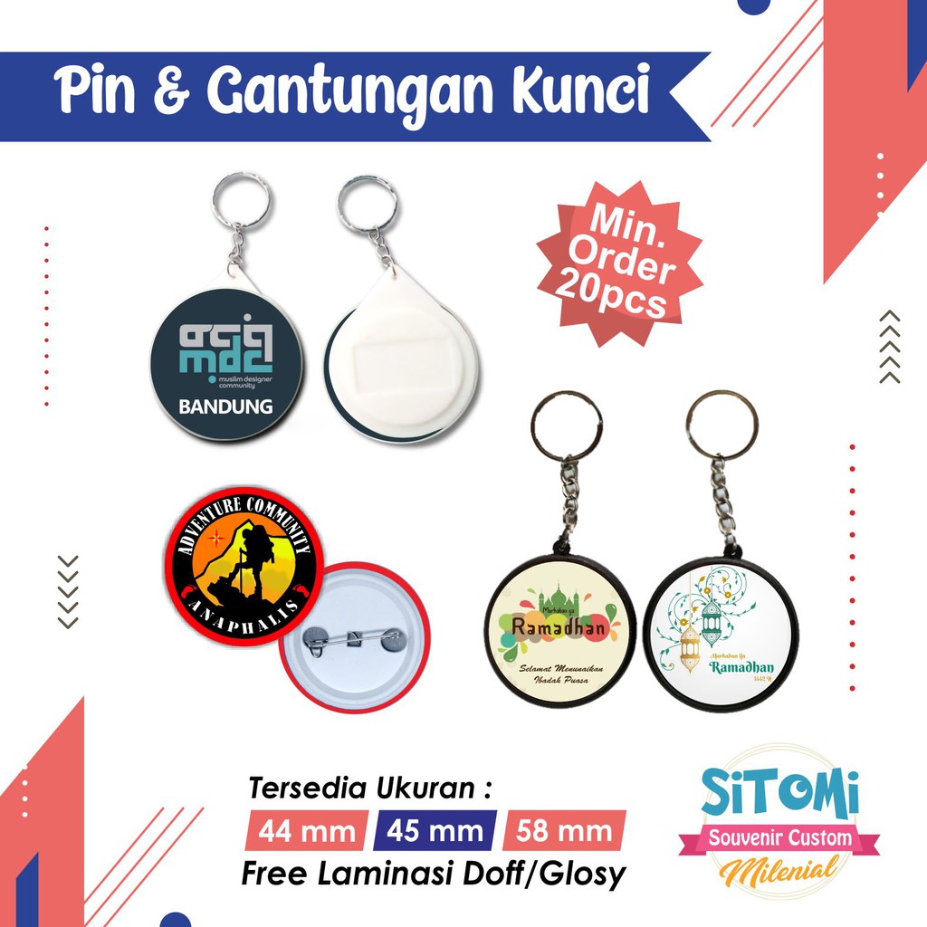 Jual [FREE DESAIN] GANTUNGAN KUNCI / GANCI BOLAK BALIK / PIN CUSTOM ...
