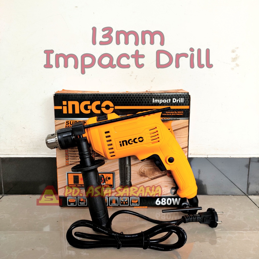 Jual Hammer Impact Drill 13mm Variable Speed INGCO ID6808 Mesin Bor ...