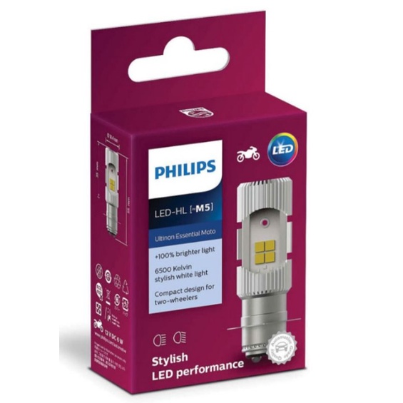 Jual Lampu depan motor LED PHILIPS M5 lampu LED 2sisi Arus DC -Philips ...