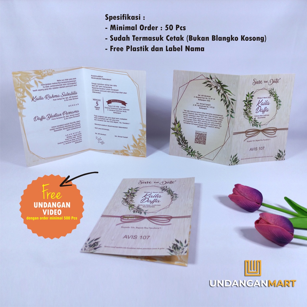 Jual Undangan Desain Rustik, Floral, Elegan Model Avis | Shopee Indonesia