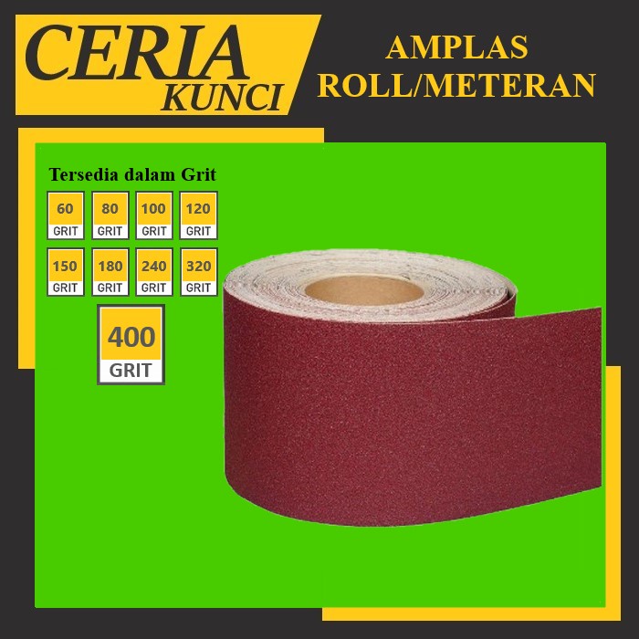 Jual Amplas Roll Kain Meteran Grit 100 ,150 ,180 , 240,400 kayu tembok ...