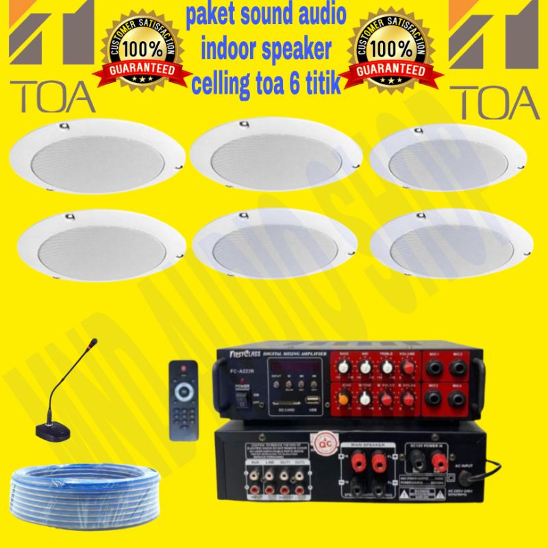 Jual PAKET SOUND SPEAKER TOA CELLING SPEAKER TOA 6 TITIK INDOOR ...