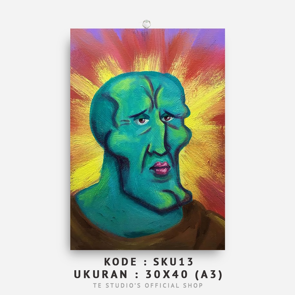 Jual Poster Lukisan Squidward Ukuran Besar A3 30x40cm Hiasan Dinding ...