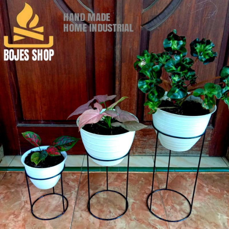 Jual standing pot bunga isi 3pcs / dudukan pot tatakan bunga silinder ...