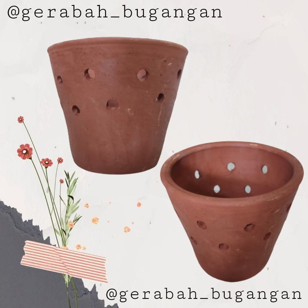 Jual POT ANGGREK DARI TANAH LIAT NATURAL BERKUALITAS ( diameter 18 cm ...