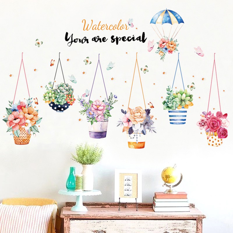Jual Reliza Wall Sticker Hanging Color Potted Stiker Dinding Pot ...