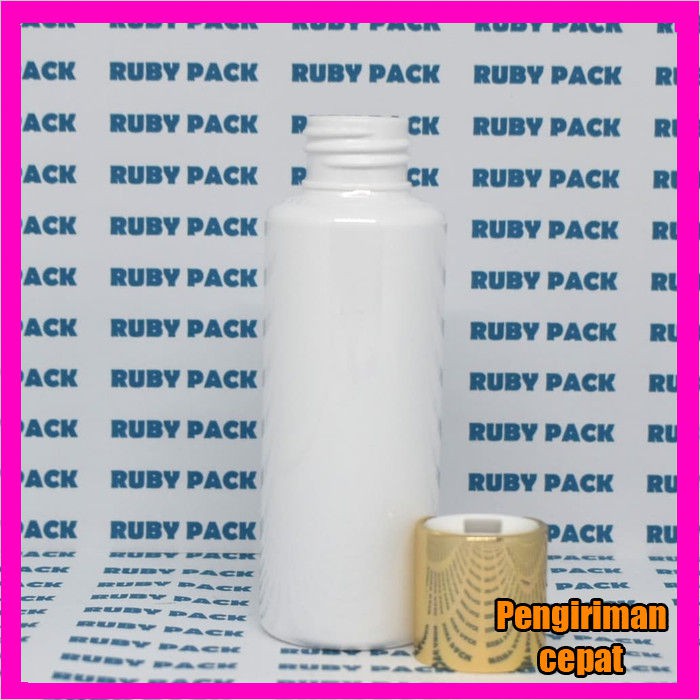 Jual [ isi 10Pcs ] Botol plastik RF 100ml Prestop Neck Emas Putih ...
