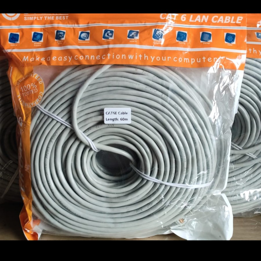 Jual CAT6 60M Kabel LAN 60Meter Cable Cat 6 UTP 60 Meter Siap Pakai ...