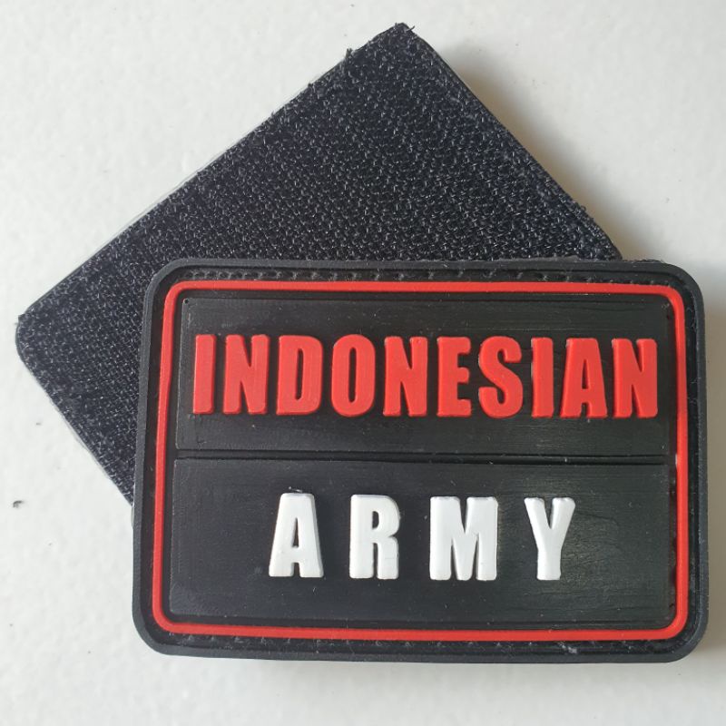 Jual PATCH RUBBER LOGO INDONESIAN ARMY DASAR HITAM/TEMPELAN EMBLEM ...