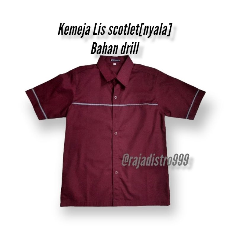 Jual Bisa Cod Kemeja Seragam Promosi Kemeja Seragam Kerja Baju Pdl Drill Kemeja Maroon Lis