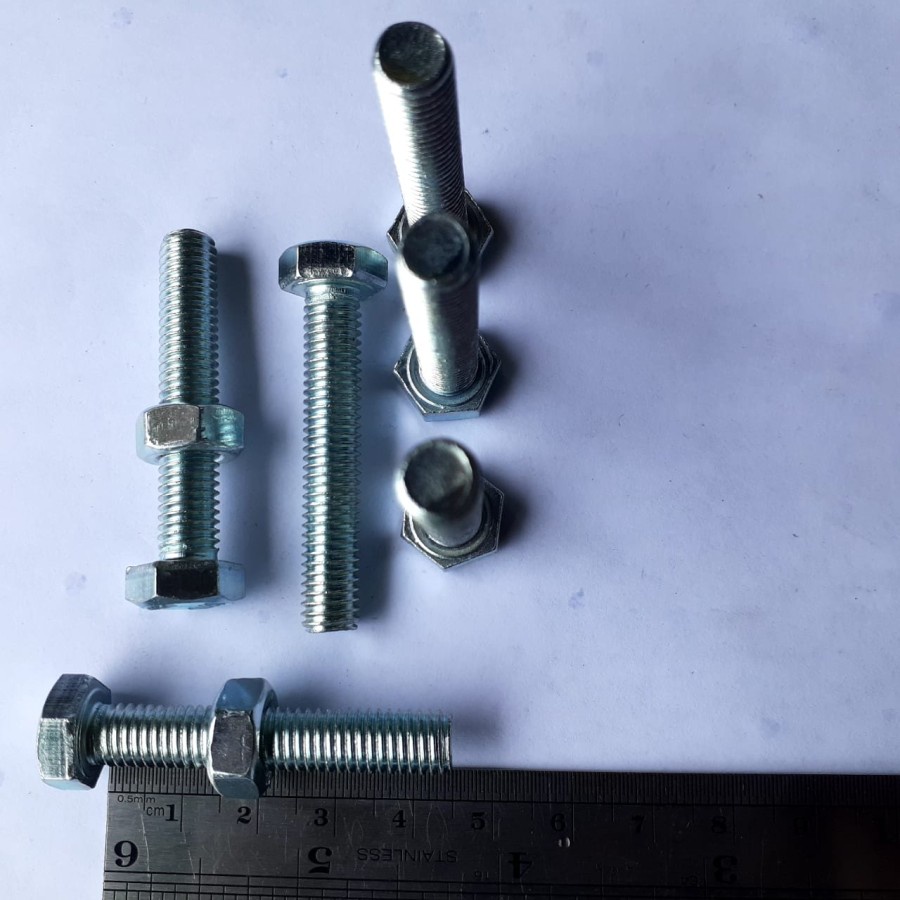 Jual BAUT MUR PUTIH M8 X 45 / BMP M8X45 / BAUT M8X45 PUTIH BMP M8 X 45 KUNCI 13 | Shopee Indonesia