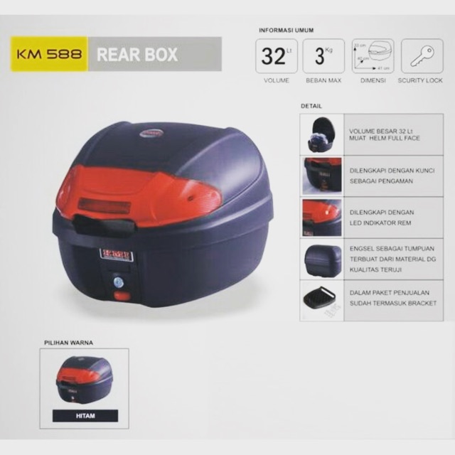 Jual Box Motor Box Belakang Motor KMI Type 588 Kapasitas 32 Liter ...