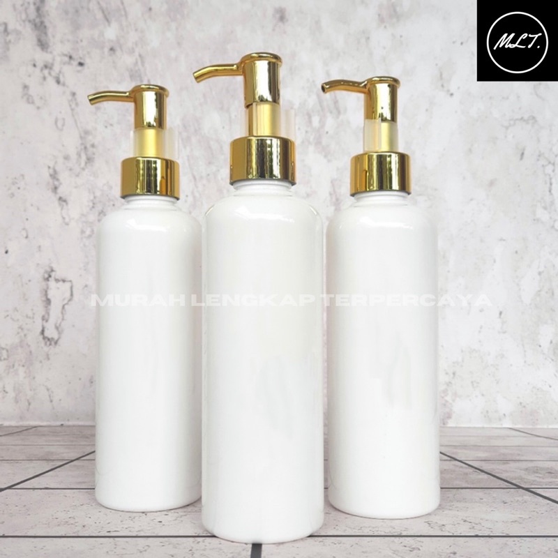 Jual BOTOL PUMP REFILL 250ML GOLD / BOTOL 250 ML PUMP LUXURY GOLD PUTIH ...