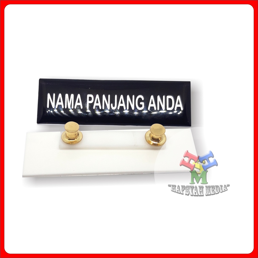 Jual nama dada name tag nametag papan nama dada akrilik peniti magnet ...