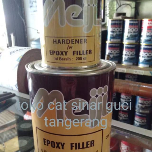 Jual Meiji Epoxy Filler 1 Kg Plus Hardener tersedia 2 warna putih dan abu abu | Shopee Indonesia