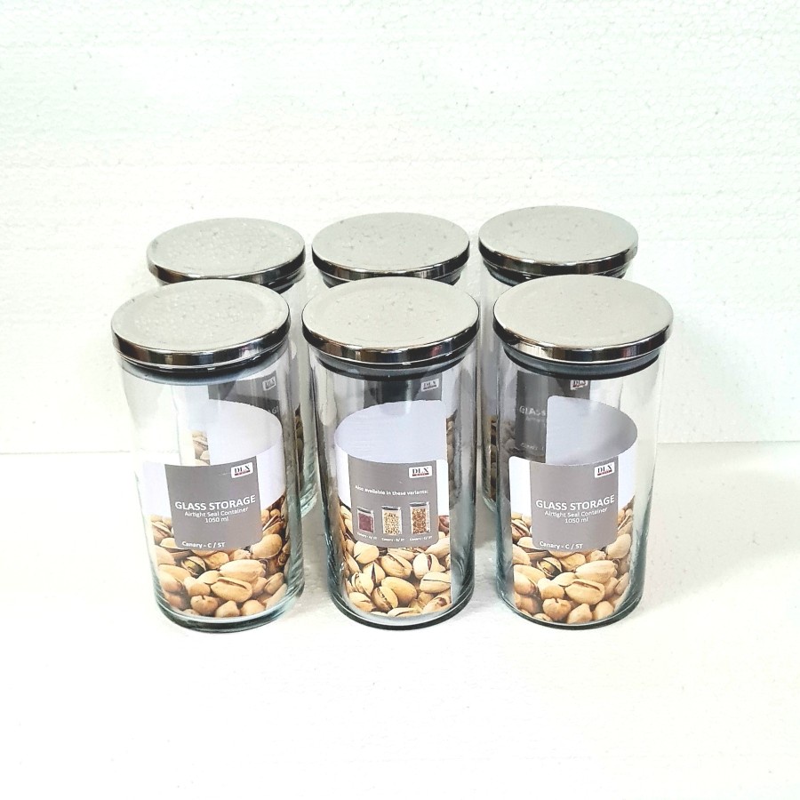 Jual toples kaca DLX canary A kedap udara set 6 pcs 710ml tutup stainless | Shopee Indonesia