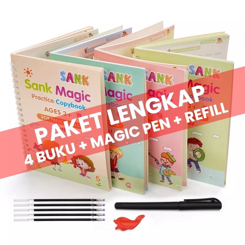 Jual 4 in1 set book buku belajar anak PAUD / sank magic book 4 books ...