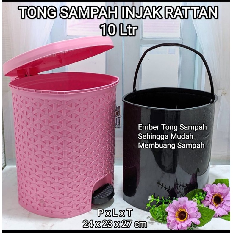 Jual TONG SAMPAH INJAK ROTAN 10 LITER | Shopee Indonesia