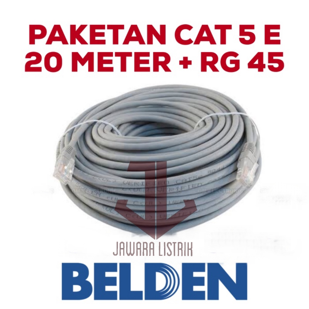 Jual PAKETAN KABEL UTP LAN DATA CAT 5E CAT5E USA 20 M METER + RG45 AMP | Shopee Indonesia