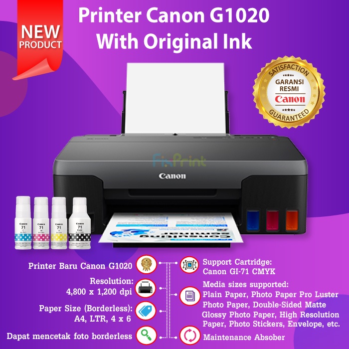 Jual Printer Canon PIXMA InkTank G1020 G-1020 Original Ink GI71 GI-71 ...