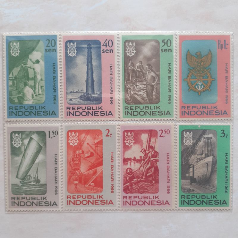 Jual (A) Perangko Indonesia Hari Bahari Tahun 1966 set lengkap - 8pcs ...