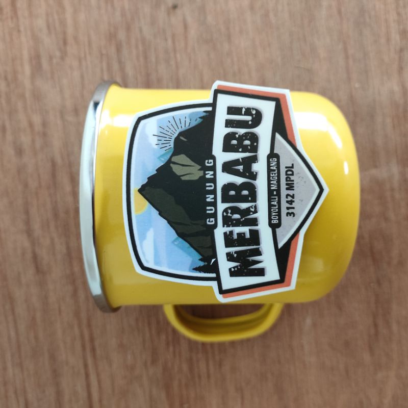 Jual Premium Gelas Mug Enamel stiker Gunung outdoor tebal diameter 9 cm ...