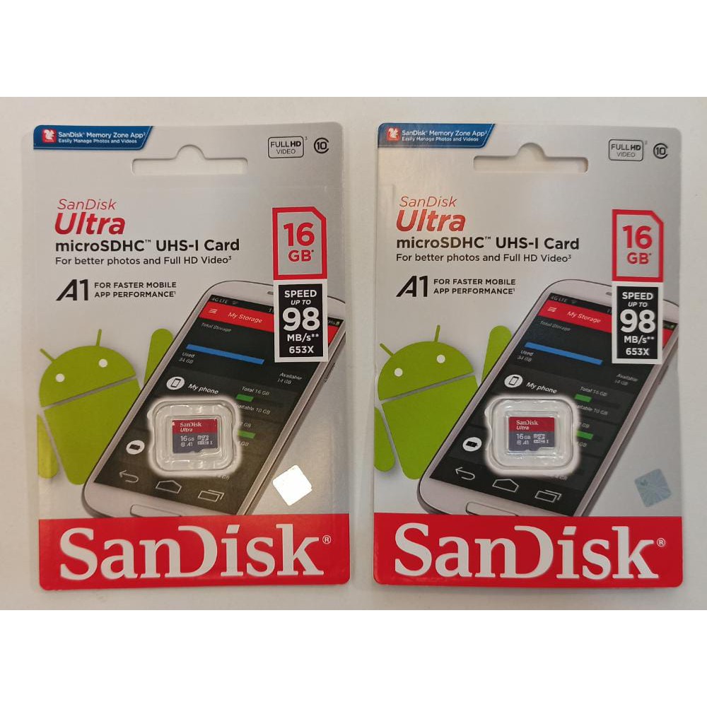 Jual MicroSD MMC Sandisk Ultra A1 Class10 Kapasitas 16GB BARU ORIGINAL dan GARANSI RESMI 10 ...