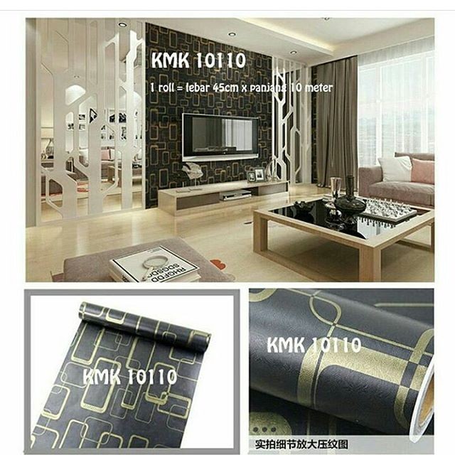 Jual M004LS Wallpaper Sticker ku - hitam gold wallpaper dinding ...