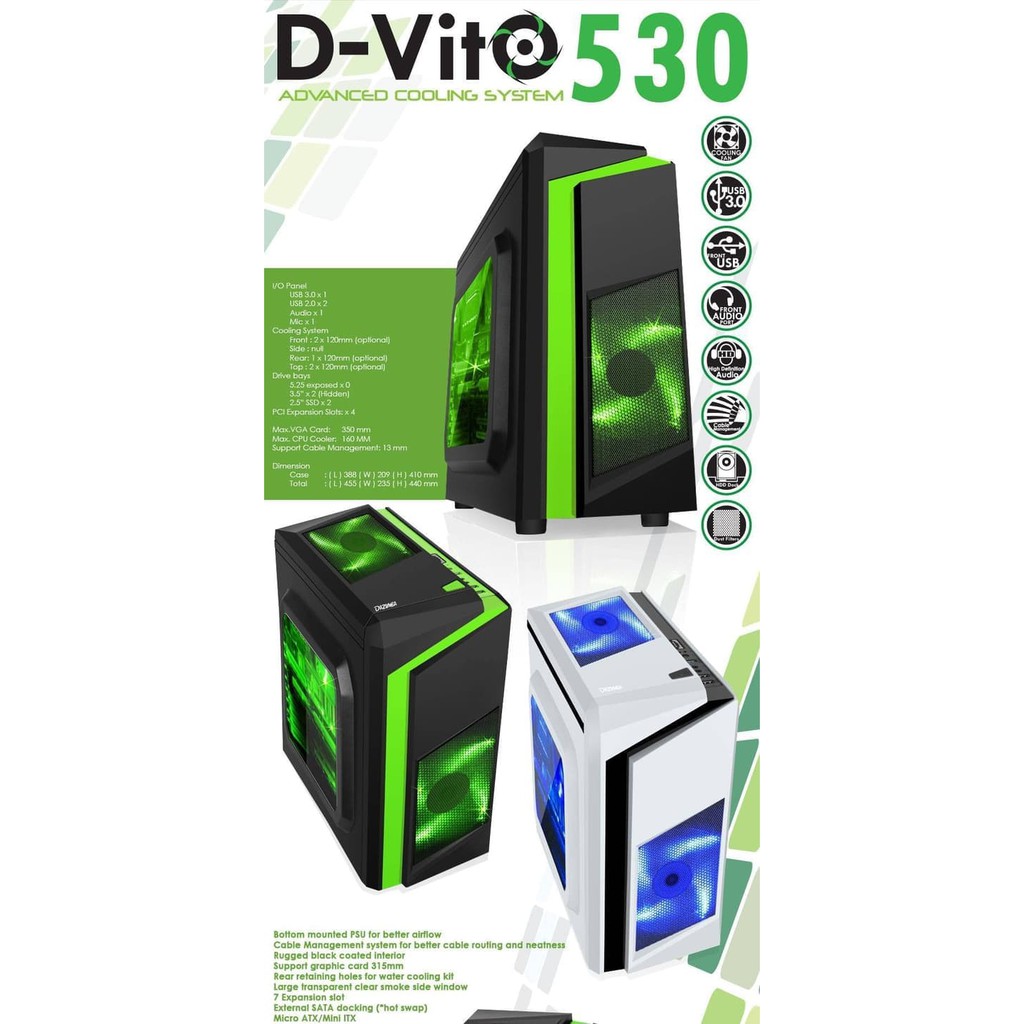 Jual CASING PC Gaming KOMPUTER DAZUMBA ORIGINAL DVITO 530 NON PSU ...