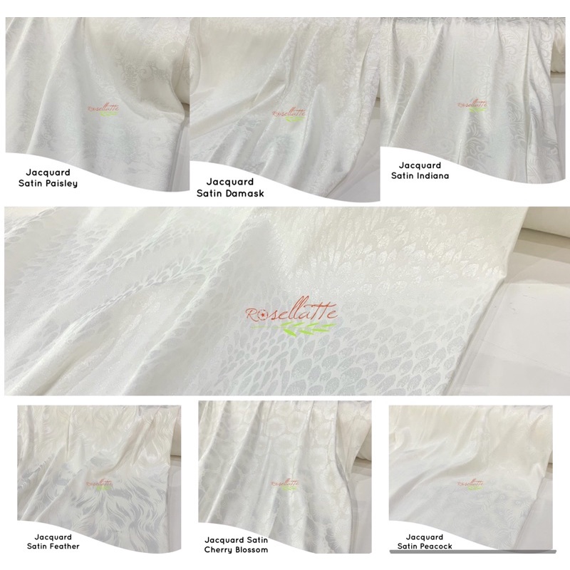 Jual Kain Satin Jacquard Emboss Premium White Series Bride Wedding ...