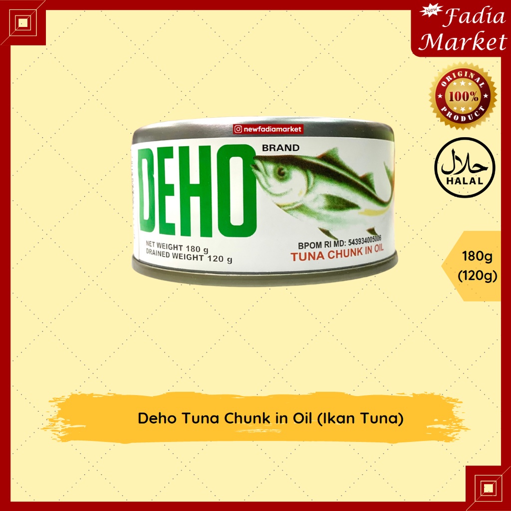 Jual Deho Tuna Chunk in Oil (Ikan Tuna Kaleng) [180g/120g] | Shopee Indonesia