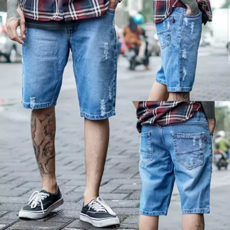 Jual CELANA SOBEK PRIA RIPPED JEANS ROBEK JINS DENIM STRETCH 27-38 ...