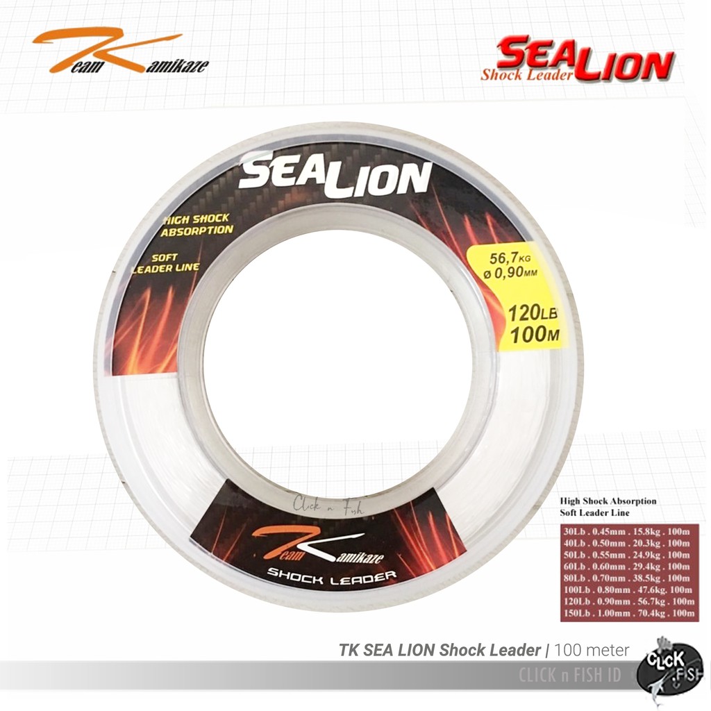 Jual SEA LION Shock Leader Senar Kenur Pancing Kamikaze 100M White | FC ...